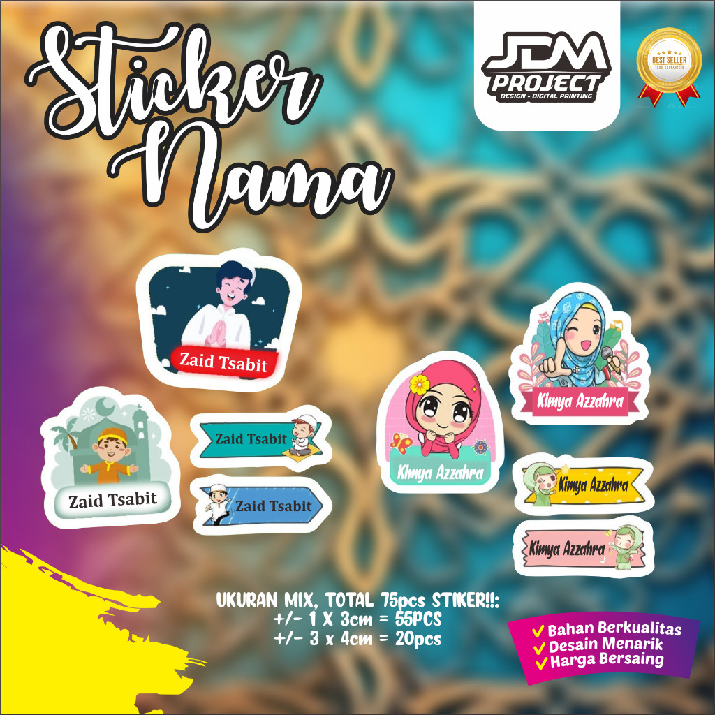 Jual Cetak Kilat - LABEL NAMA STIKER NAMA TEMA HIJAB dan Muslim Boy ...