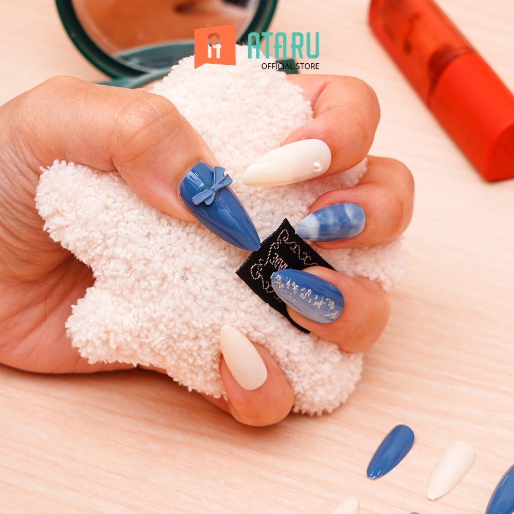 Jual Ataru Set 24 Pcs Kuku Palsu - Biru/Putih fake nails kuku tempel ...
