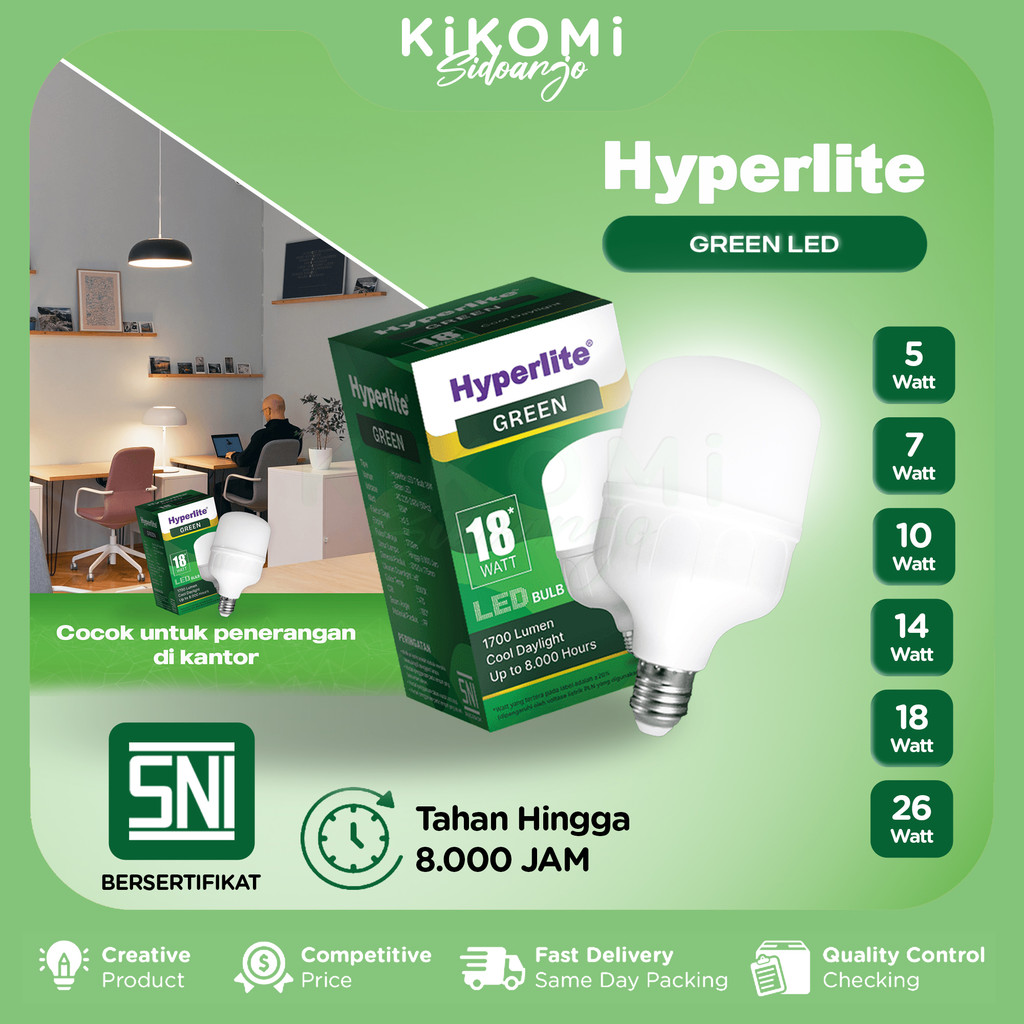 Jual HYPERLITE GREEN LAMPU BOHLAM LED BULB 5W 7W 10W 14W 18W Cahaya Putih Super Terang Hemat ...