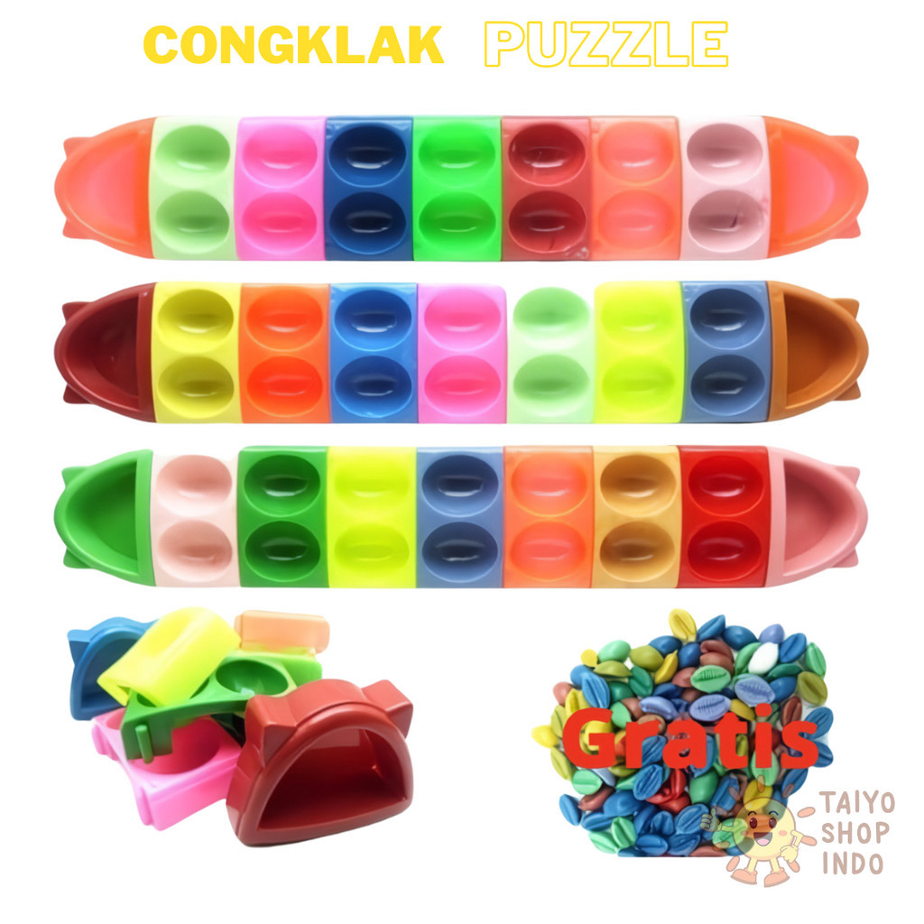 Jual TAIYO Mainan Anak Jadul Congklak Puzzle Susun Coklak Plastik ...