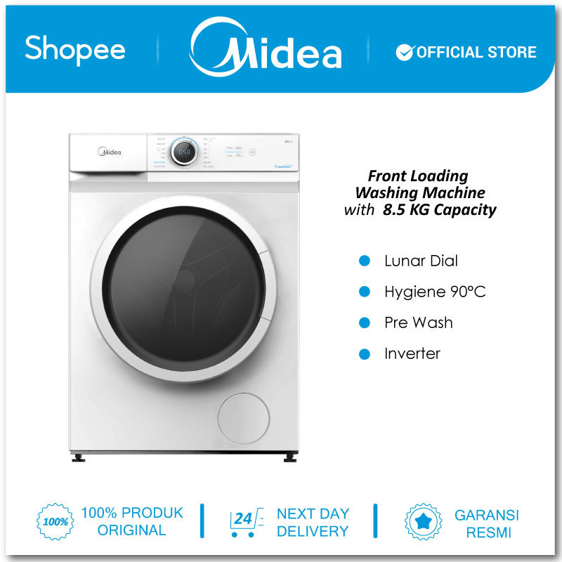 Jual Midea Mesin Cuci Front Loading Kapasitas 8,5 kg Model MF100W85B ...