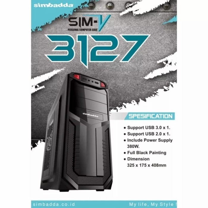 Jual Casing Simbadda SIM V-3127 With Power Supply 380W SIM V 380WATT | Shopee Indonesia