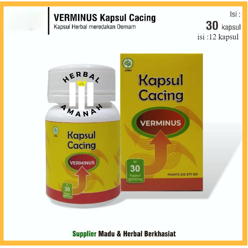 Jual Verminus Kapsul Cacing 12 / 30 kapsul obat Tipes meredakan sakit ...