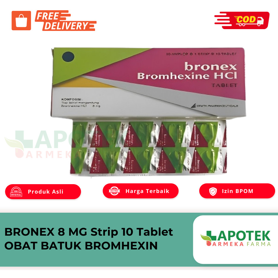 Jual BRONEX 8 MG Strip 10 Tablet - Bromhexine Obat Batuk Berdahak Batuk ...