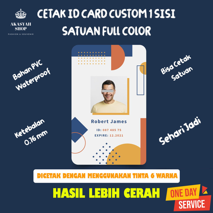 Jual Cetak Custom ID Card/Kartu Identitas PVC Satuan 1 Sisi Sehari Jadi ...