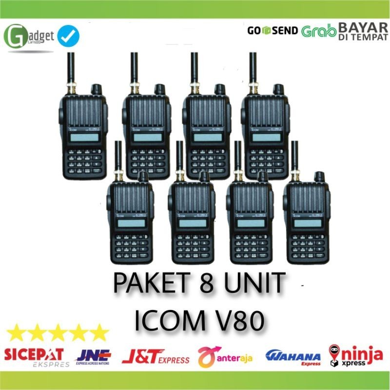 Jual Promo spesial ramadan Paket 8 Unit Radio HT Icom V80 IC-80 VHF Lithium Handy Talky | Shopee ...