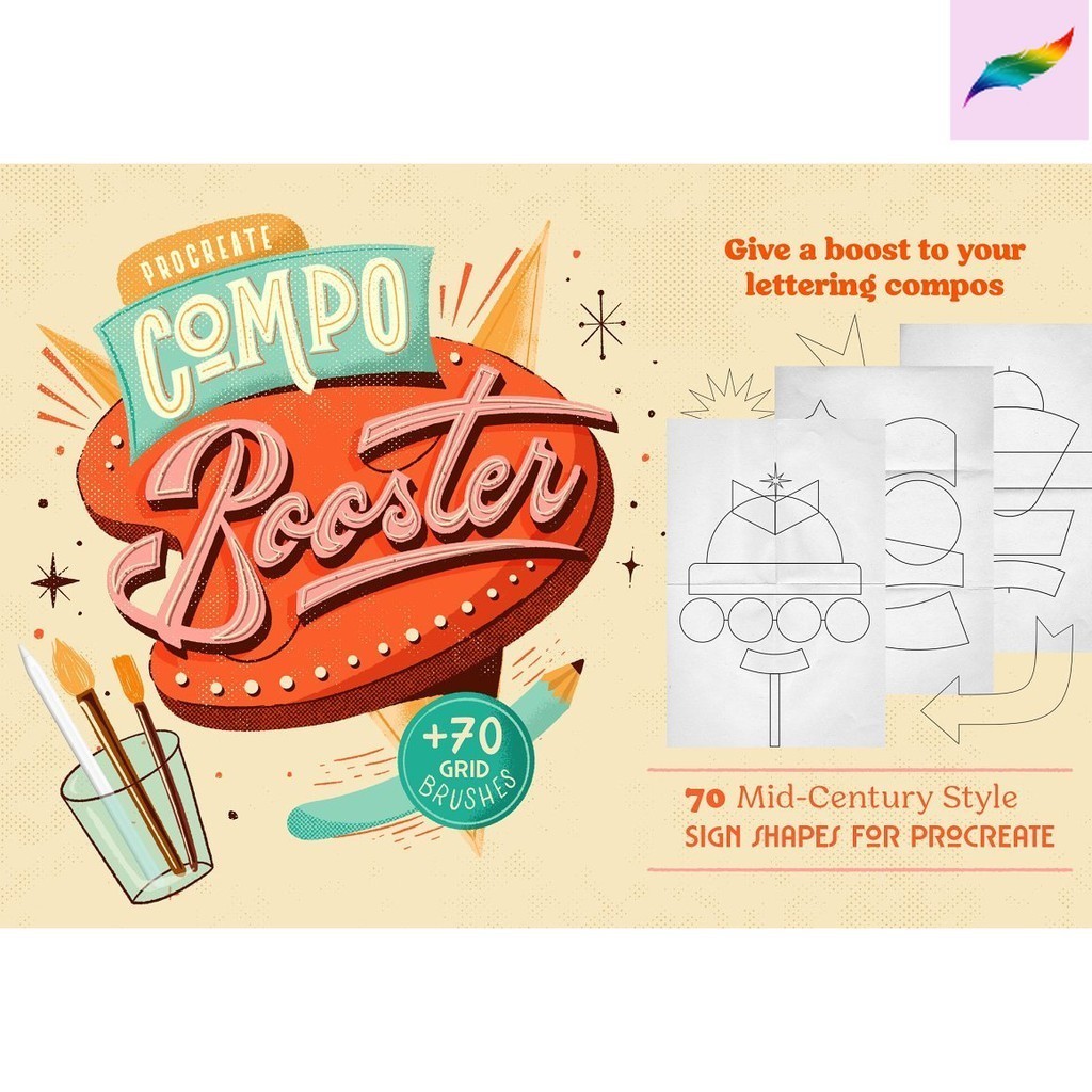Jual Brush Procreate - Lettering Booster: Brushes, Composition Guide ...