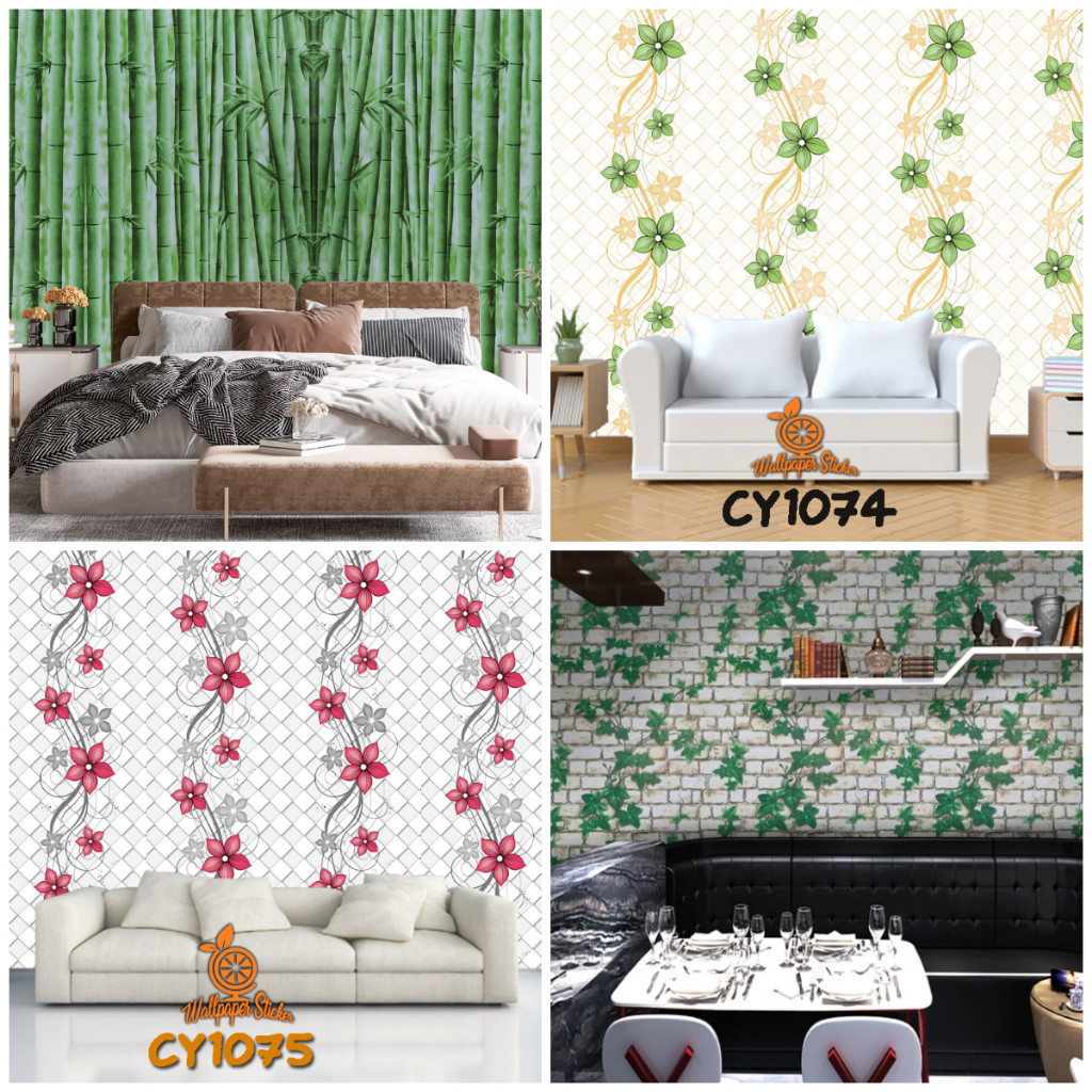 Jual [LUCKY] KUALITAS TERBAIK Wallpaper Stiker Dinding Motif Daun ...