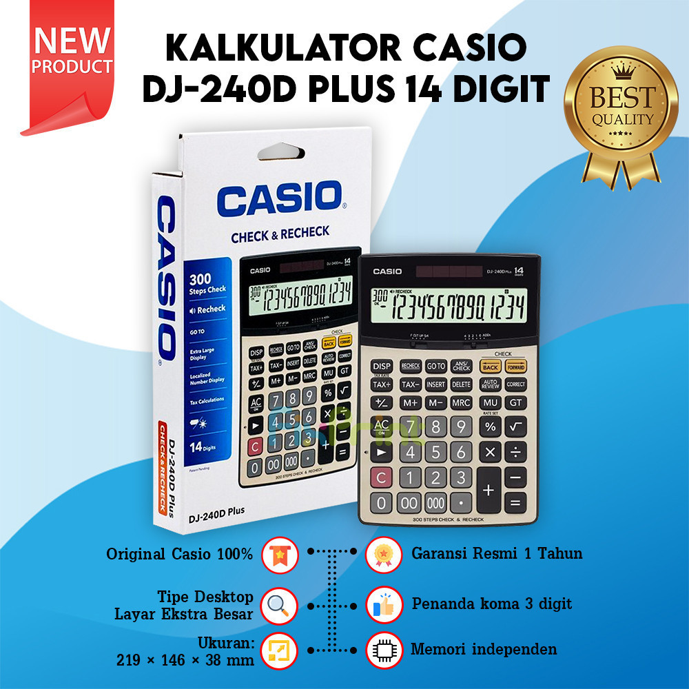 Jual Calculator Casio DJ-240D Plus 14 Digit Check & Correct Kalkulator Casio DJ 240D PLUS ...