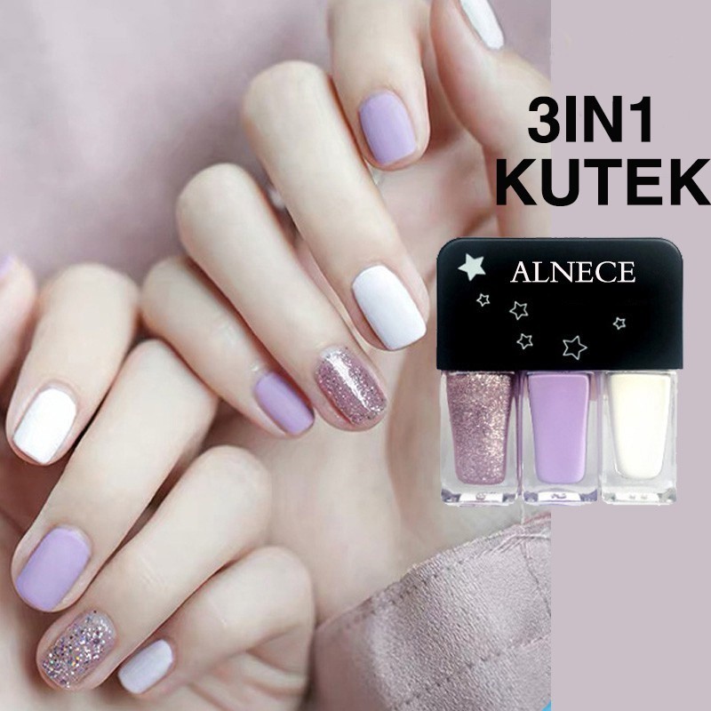 Jual 3IN1 kutek halal kuteks 3 tone kutek korea kutek muslimah Gel Nail ...