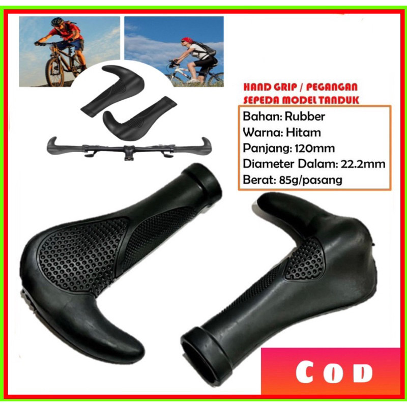 Jual Hand Grip Sepeda Model Tanduk Ergonomic Handle Grip Hitam Sepeda ...