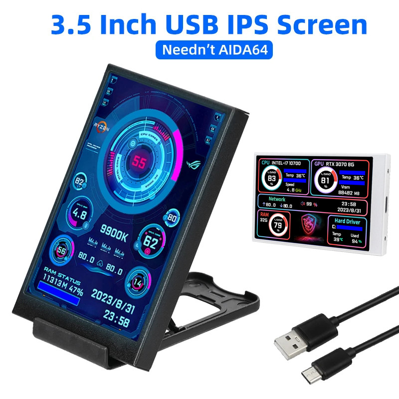 Jual 3.5 Inch IPS Type C Secondary Screen for Computer CPU GPU RAM HDD Display 320*480 USB LCD ...