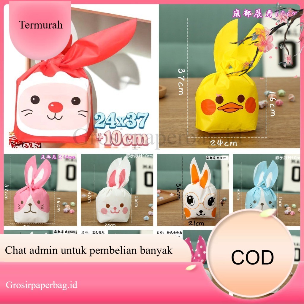 Jual 10 pcs Kantong Snack Besar 24x37cm, Kantong Plastik Lucu dengan ...