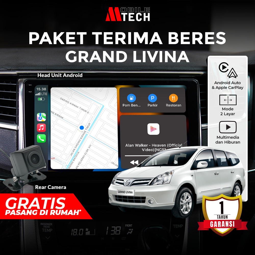 Jual MobileTech Head Unit Mobil Android Nissan Livina Double Din 9/10 inch IPS Screen CarPlay ...