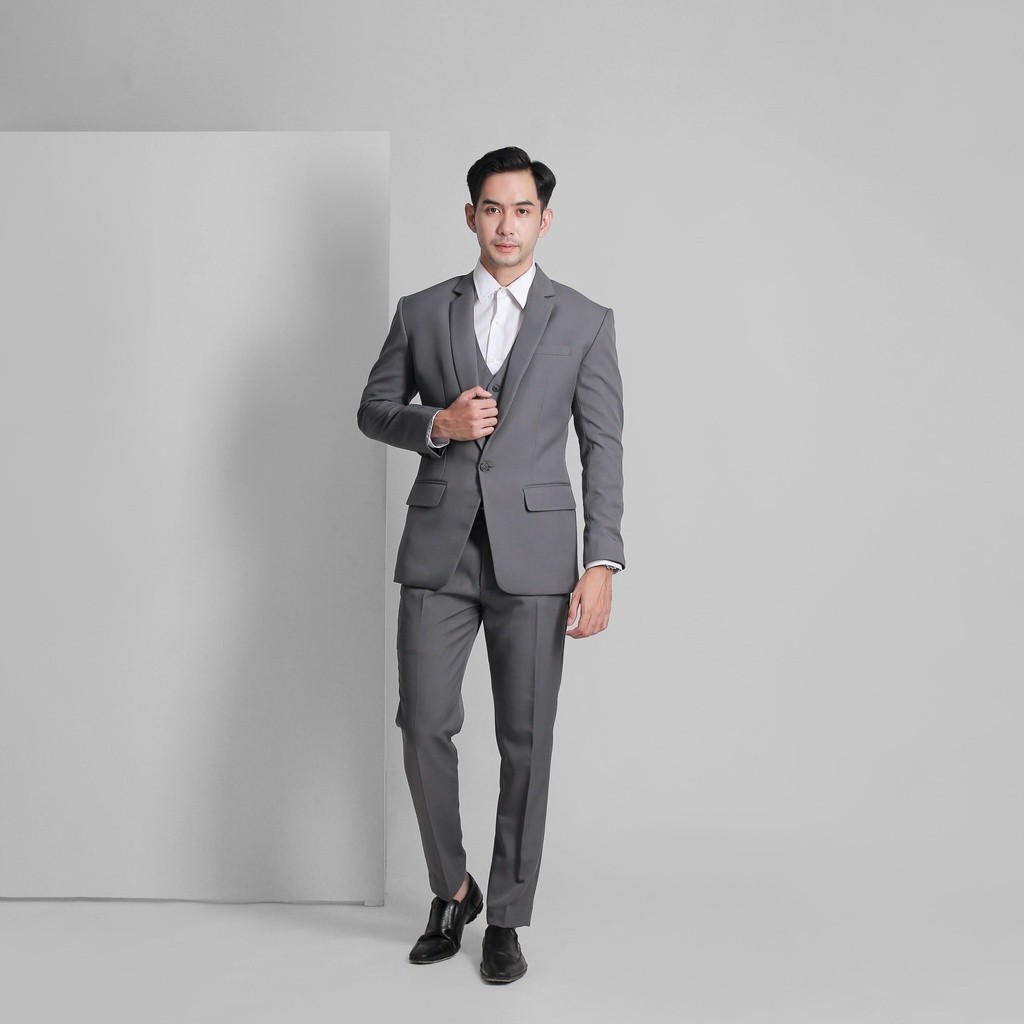 Jual Goldy Outfit Setelan Jas Celana & Rompi Pria Abu Tua - Vente ...