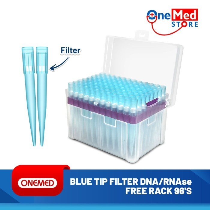 Jual ONEMED Blue Tips Filter Dnase / Rnase Free Rack 96 Tips OOF ...