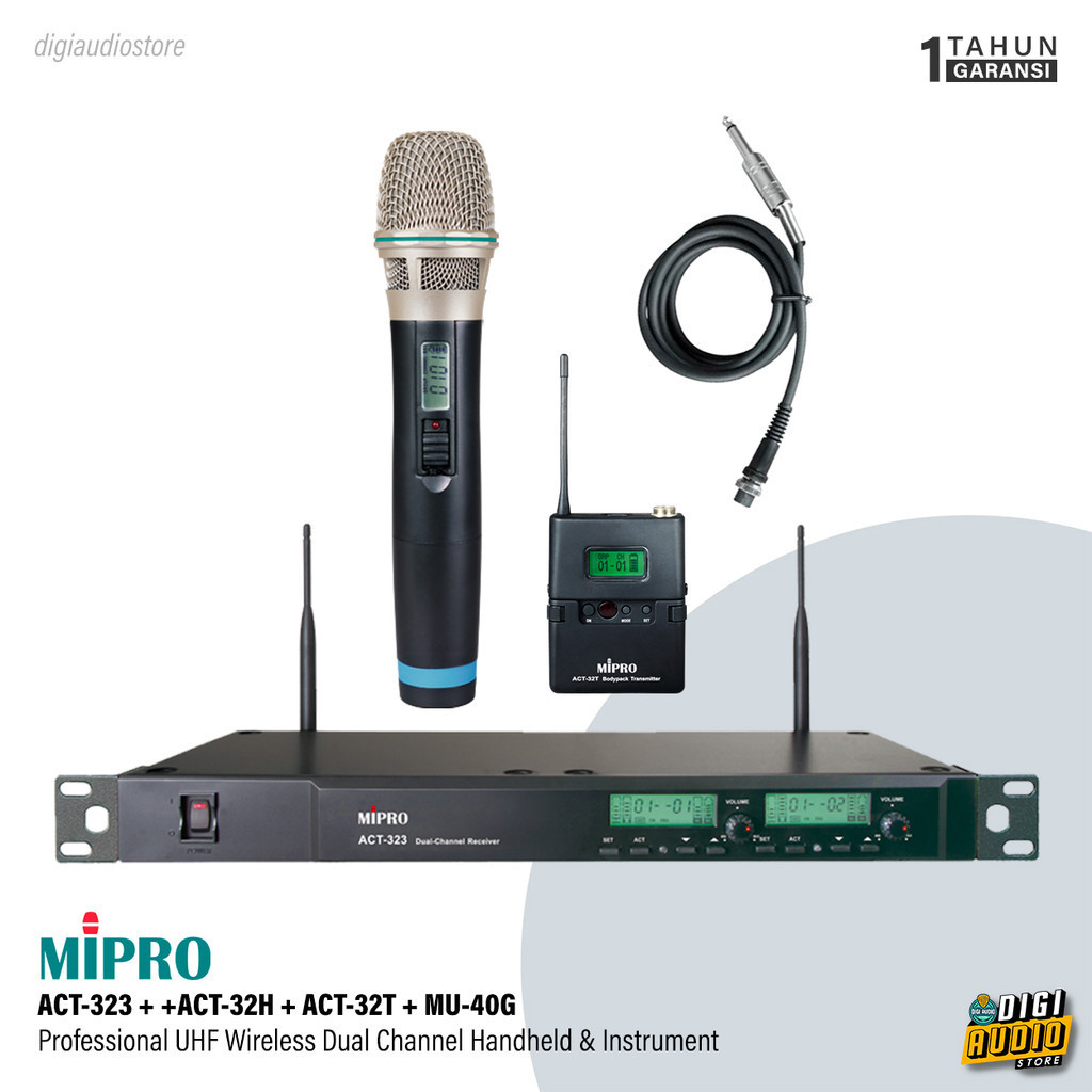 Jual Microphone Wireless Dual Handheld & Instrument Guitar MIPRO ACT323 ...