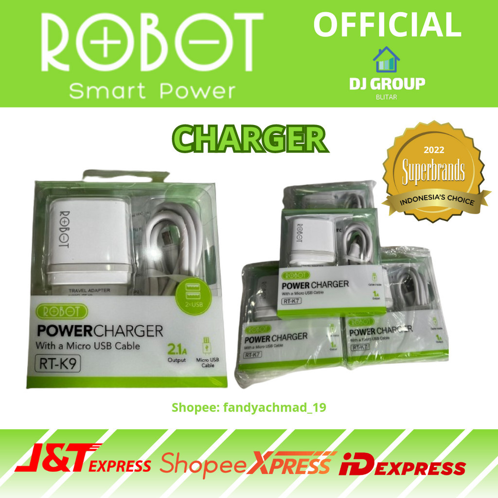 Jual Charger Original ROBOT RT-K7 RT-K9 1A 2.1A Micro USB Garansi Resmi ...