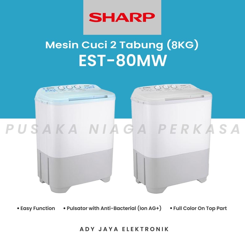 Jual MESIN CUCI 2 TABUNG SHARP EST-80MW PUREMAGIC (7KG) | Shopee Indonesia