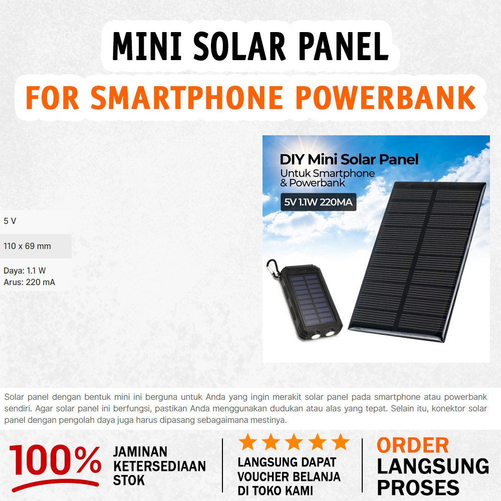 Jual Mini Solar Panel | Ukuran Kecil DIY Solar Panel 110 x 69 mm ...