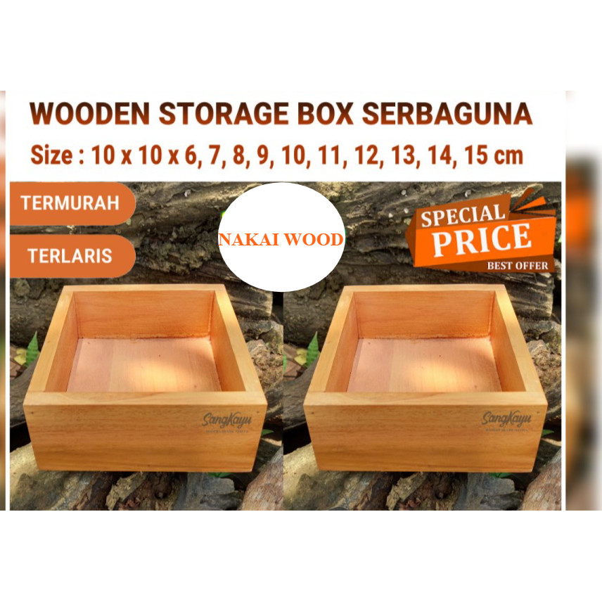 Jual Wooden Storage box 10x10x10 cm kotak kayu tempat penyimpanan kayu ...