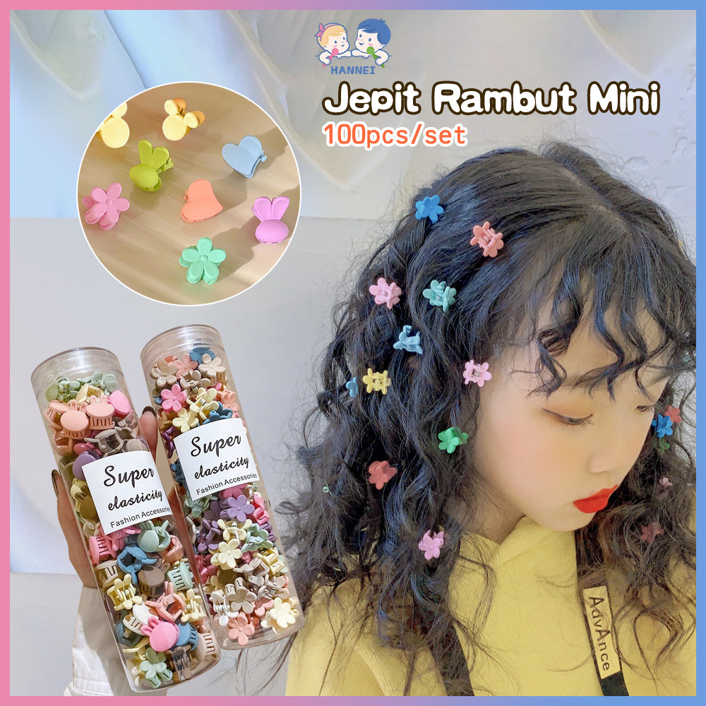 Jual Hannei Jepitan Rambut Anak 100pcs Claw Clip Mini Rambut Jepit Mini ...