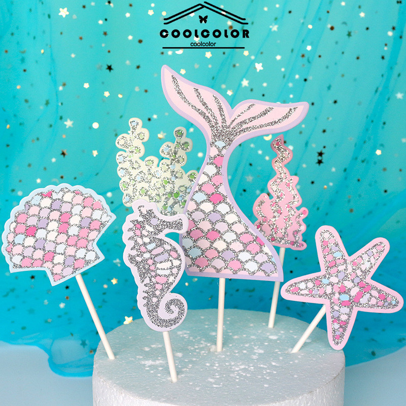 Jual COD ️Kue Desain Mermaid Tail / Ekor Mermaid Cute Topper Cupcake ...