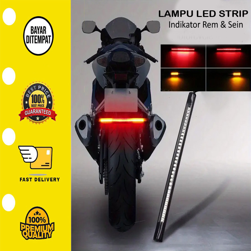 Jual Lampu Rem dan Sein Motor LED Strip Flexible 2 in 1 Color 12V 205mm ...