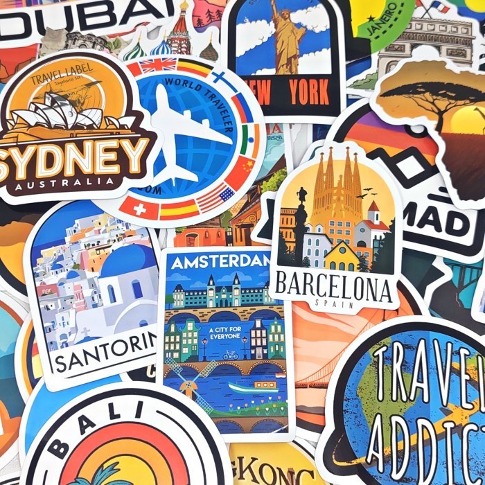 Jual Sticker Koper 1 Set 40 Pcs Motif World Traveler Landmark Negara ...