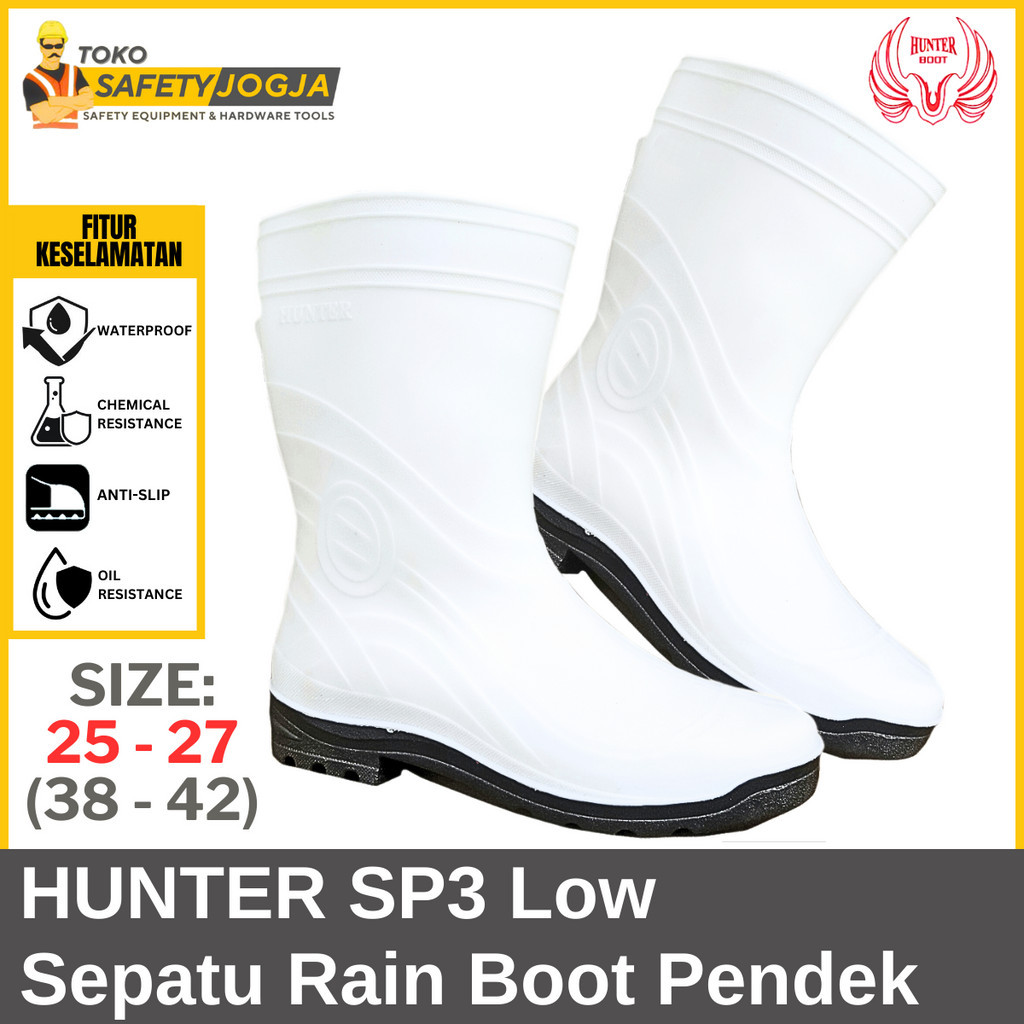 Jual Sepatu Boot Pendek HUNTER SP 3 Putih Boots Karet Ringan Lentur ...
