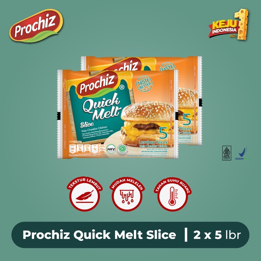 Jual Keju PROCHIZ Quick Melt Slice 5's x 2 | Shopee Indonesia