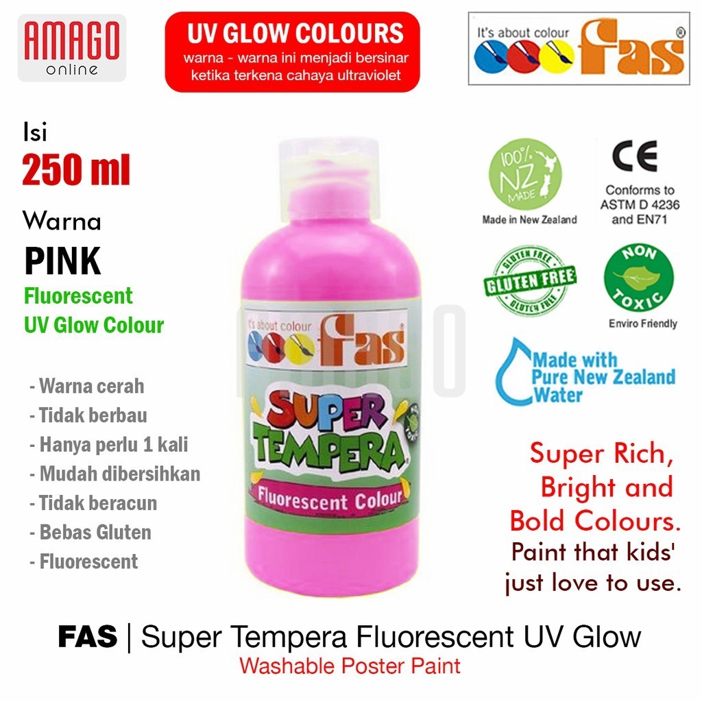 Jual Cat Poster Lukis FAS Super Tempera Fluorescent UV Glow Paint - Cat ...
