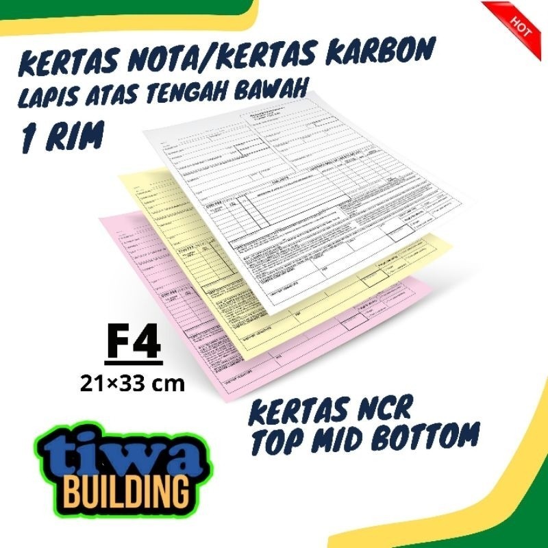 Jual Kertas Ncr Kertas Nota Kertas Karbon Top Mid Bottom Ukuran Foliof4 Shopee Indonesia