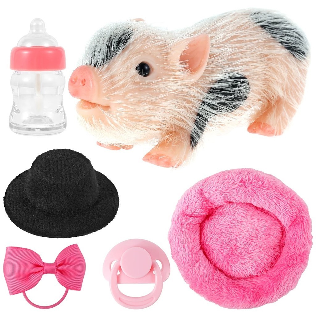 Jual Pig Dolls Toy Set Mini Silicone Piglet Accessory Soft Lifelike ...
