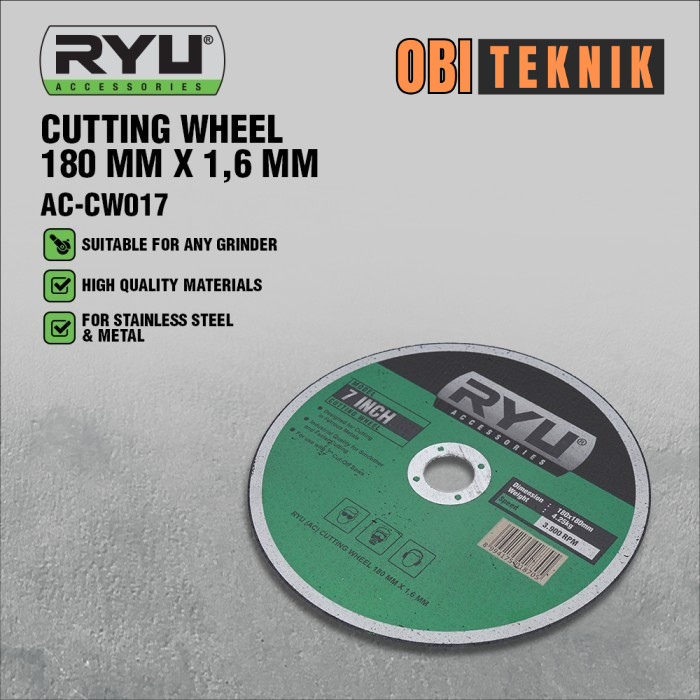 Jual RYU Batu Potong 7" (180 mm x 1.6 mm) - Cutting Wheel Tangguh - Obi ...