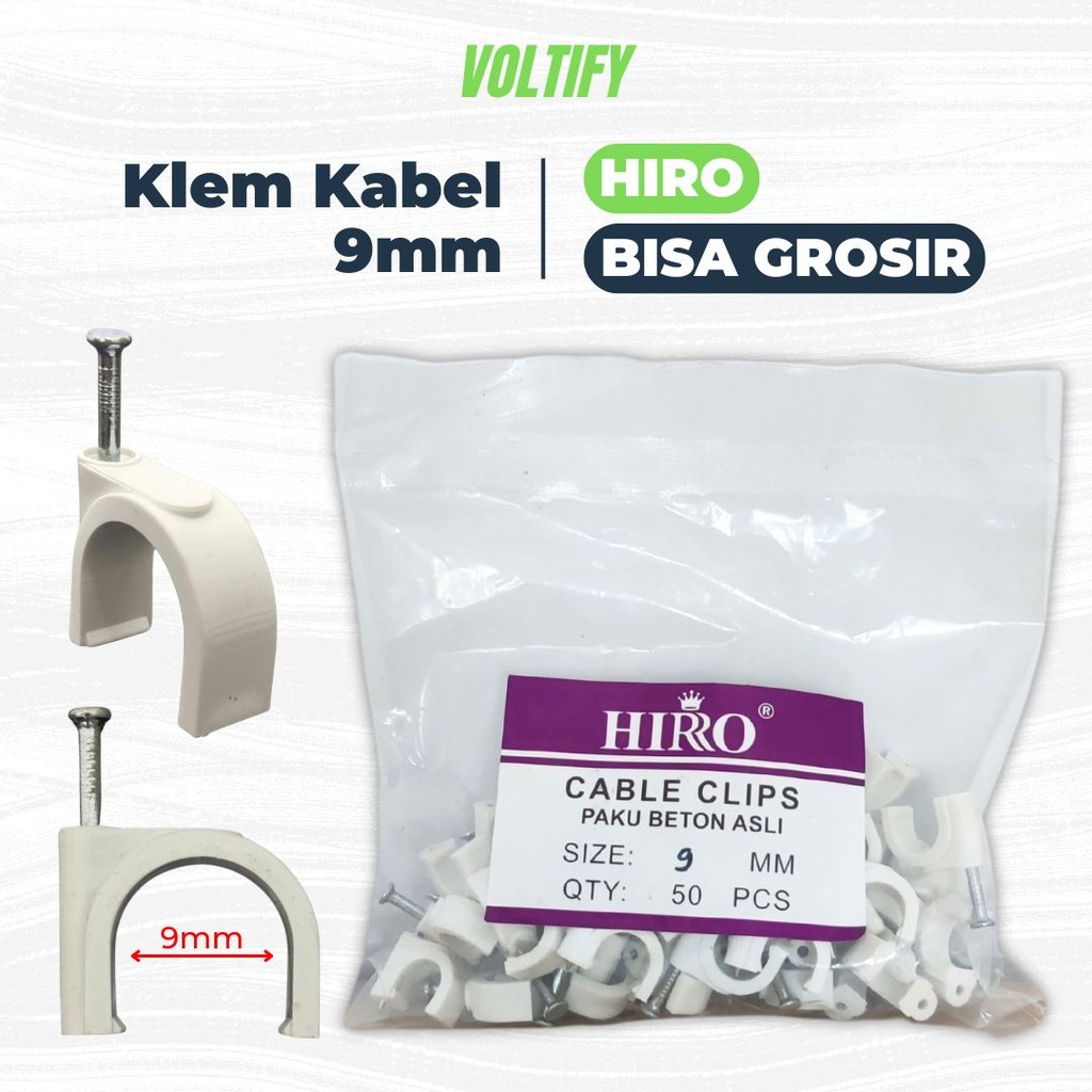 Jual (Voltify) Klem Kabel 9mm Paku Beton Isi 50pcs Paku Kabel Jepit ...