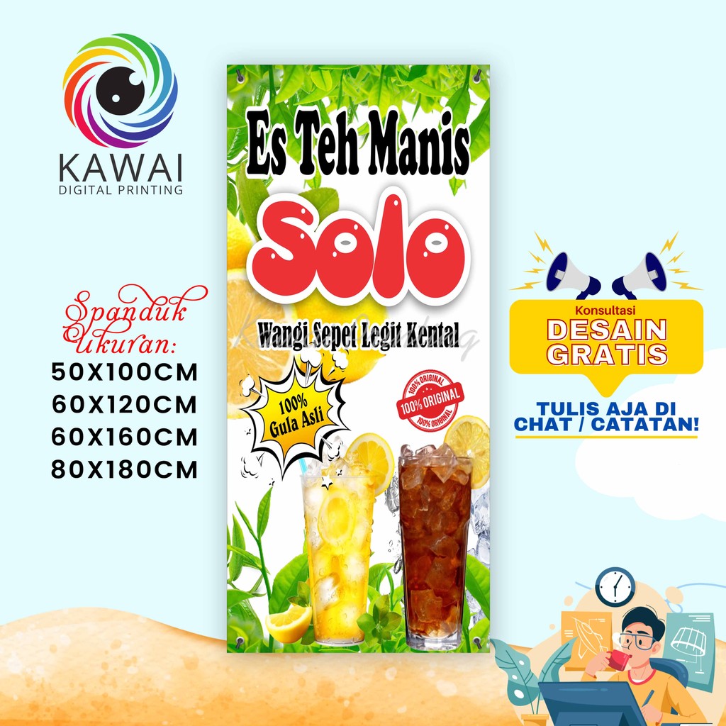 Jual SPANDUK / BANNER Es Teh Manis Solo Segar Kekinian Viral Request ...
