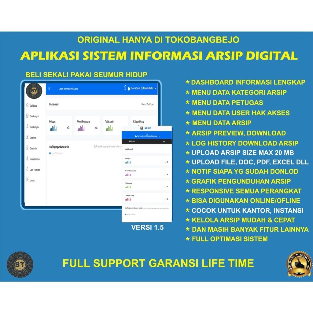 Jual APLIKASI WEB SOURCE CODE SISTEM INFORMASI ARSIP DIGITAL DIBUAT PHP 7 NATIVE SIAP PAKAI ...