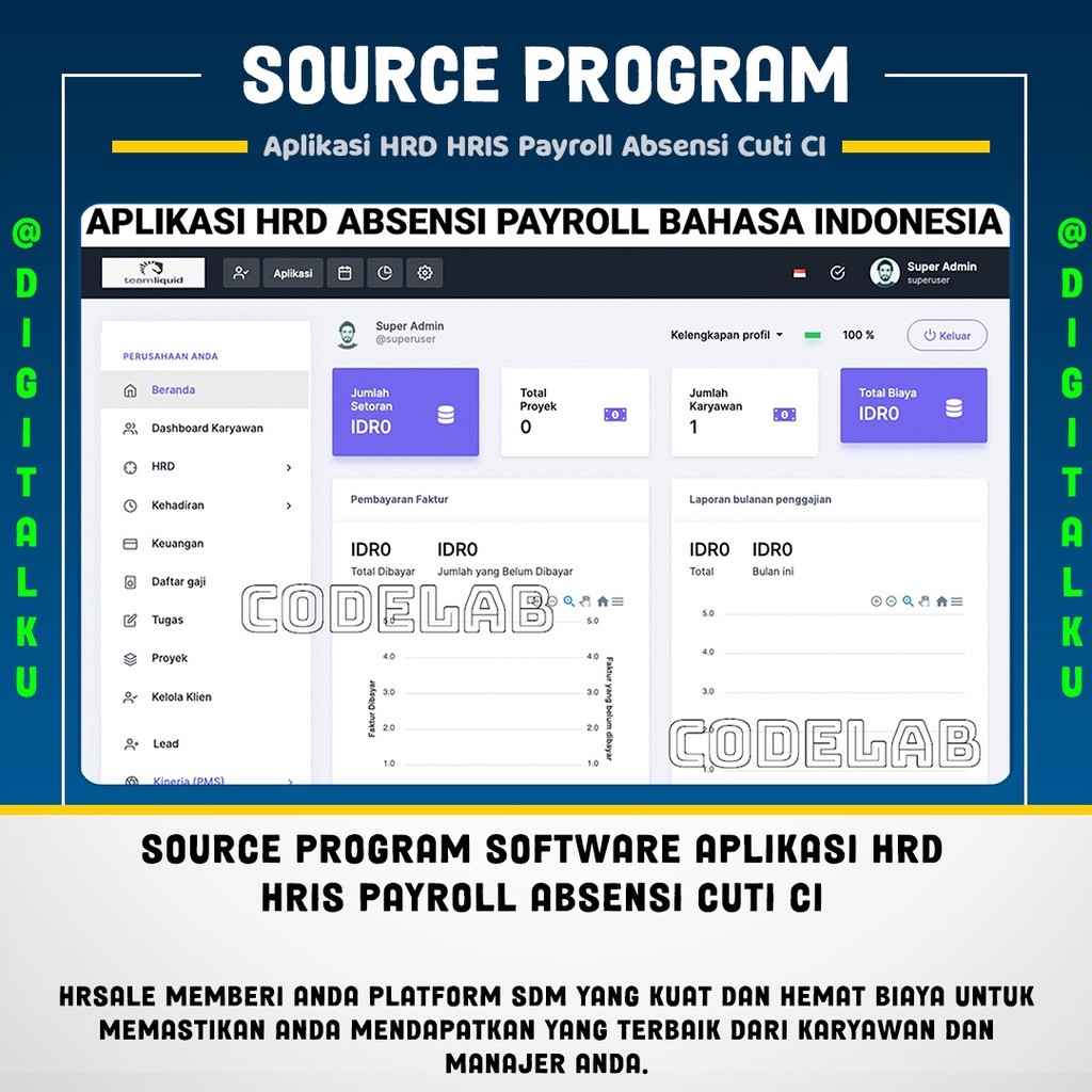 Jual Source Program Software Aplikasi HRD HRIS Payroll Absensi Cuti CI ...
