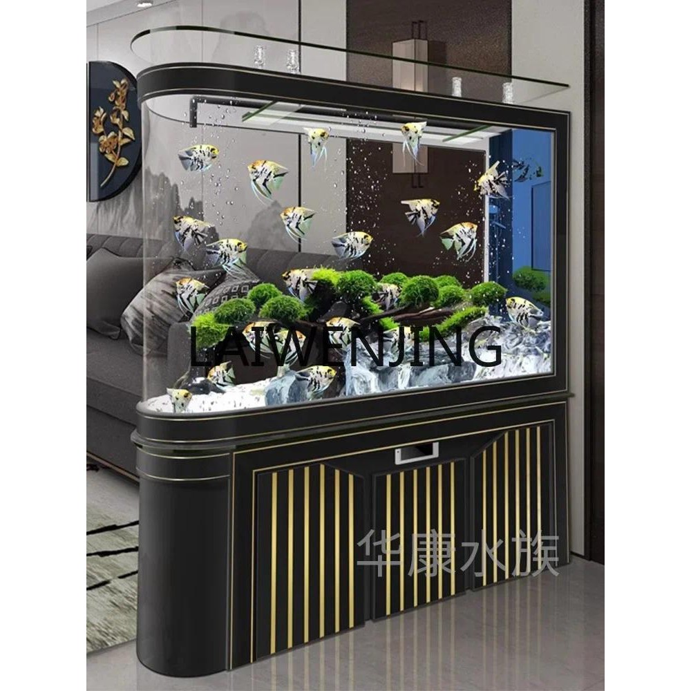 Jual Light luxury fish tank bullet living room floor-to-ceiling ...