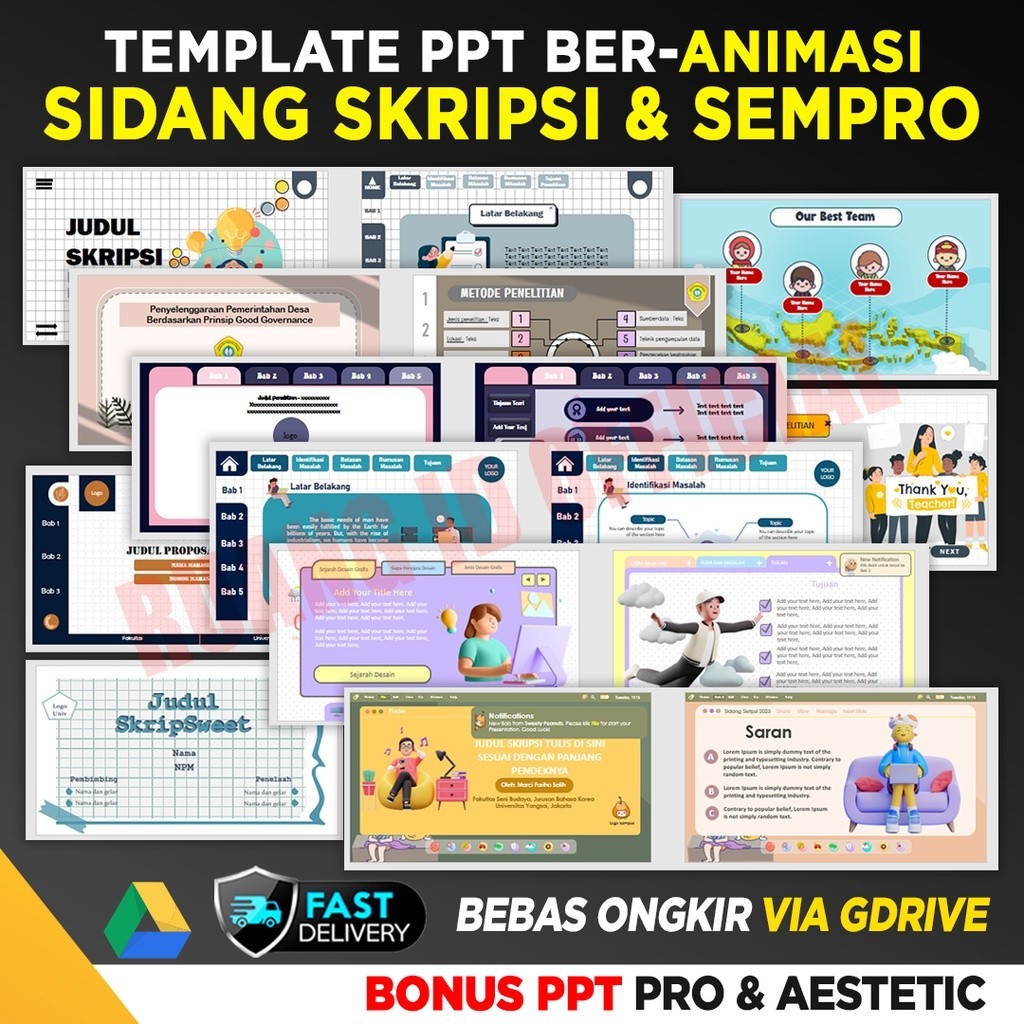 Jual Template Presentasi PPT Sidang Skripsi Sempro Animasi Aesthetic ...