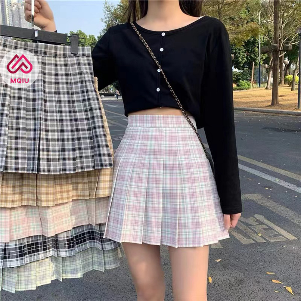 Jual MQIU - Rok Mini Korean Style Tartan Women Rok Tennis | Shopee ...