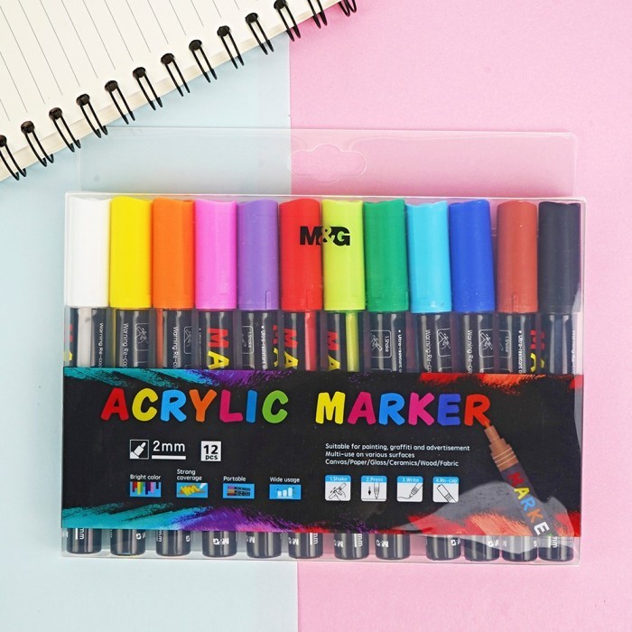 Jual M&G Acrylic Marker Set / M&G Spidol Akrilik Set isi 5 12 Pcs / M&G ...