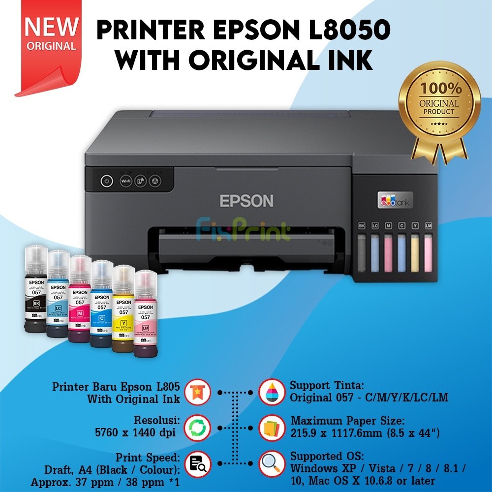 Jual Epson L8050 Wi-Fi Photo Ink Tank Printer RESMI - L8050 ID Card | Shopee Indonesia