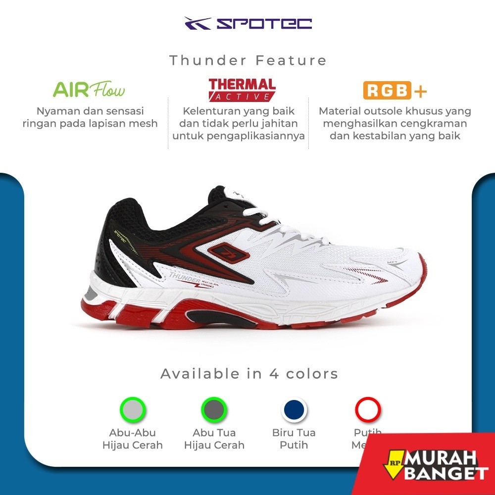Jual Sepatu lari terbaru- Spotec Sepatu Lari Running Shoes Thunder Putih - Merah | Shopee Indonesia