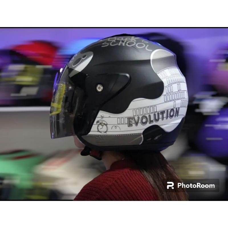 Jual HELM EVO MOTIF KEKINIAN EVO MOTIF BACK TO SCHOOL DEWASA FULL LEHER ...