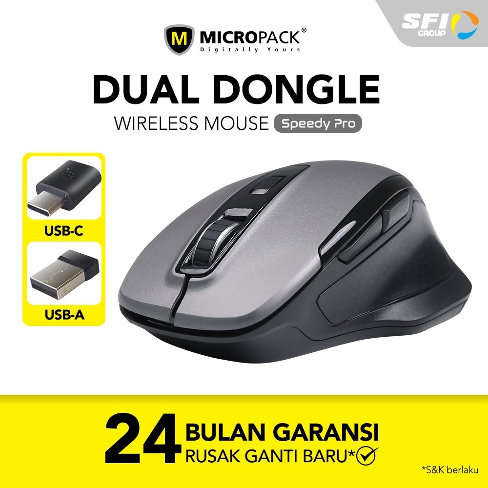 Jual MICROPACK Dual Dongle Wireless Mouse USB C & USB A Dual Bluetooth ...