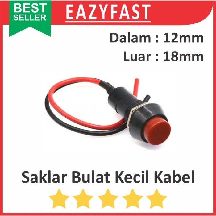 Jual Saklar Bulat Kecil 2 Kabel Kaki 12mm 18mm Push Button Self Lock ...