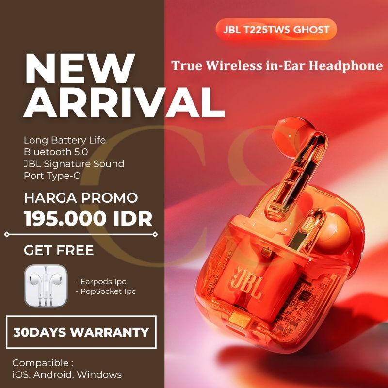 Jual HEADSET BLUETOOTH JBL TUNE 225 TWS GHOST EDITION TRUE WIRELESS ...