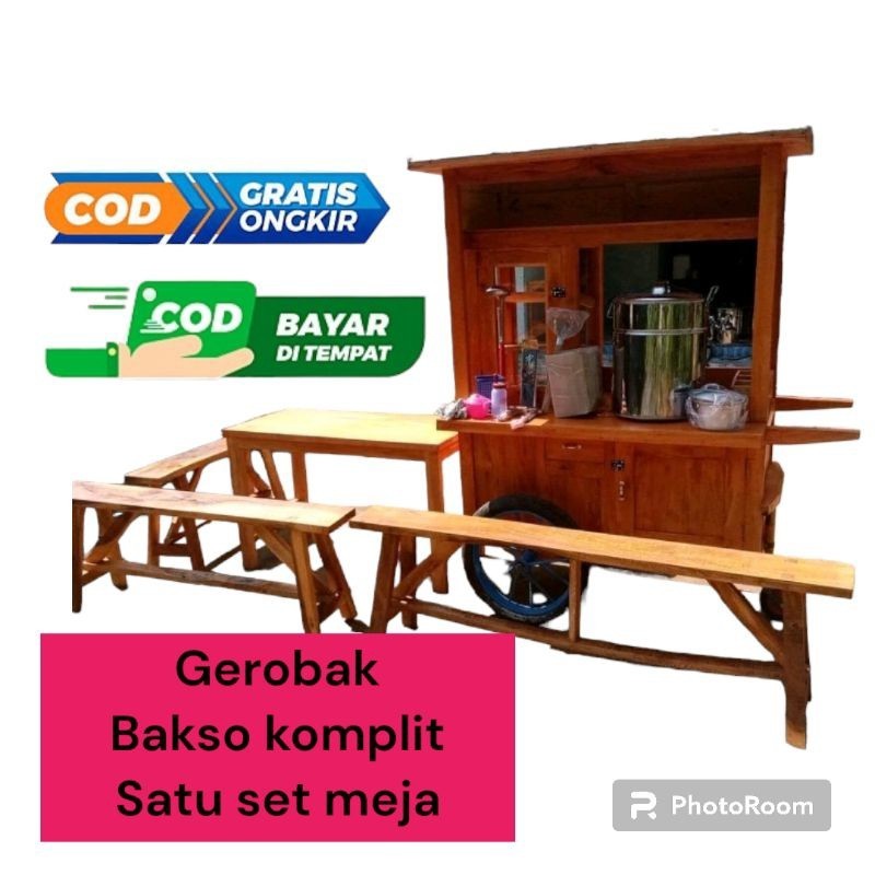 Jual GEROBAK BAKSO RODA TIGA KOMPLIT SATU EJA DAN TIGA KURSI DUDUK FREE ...